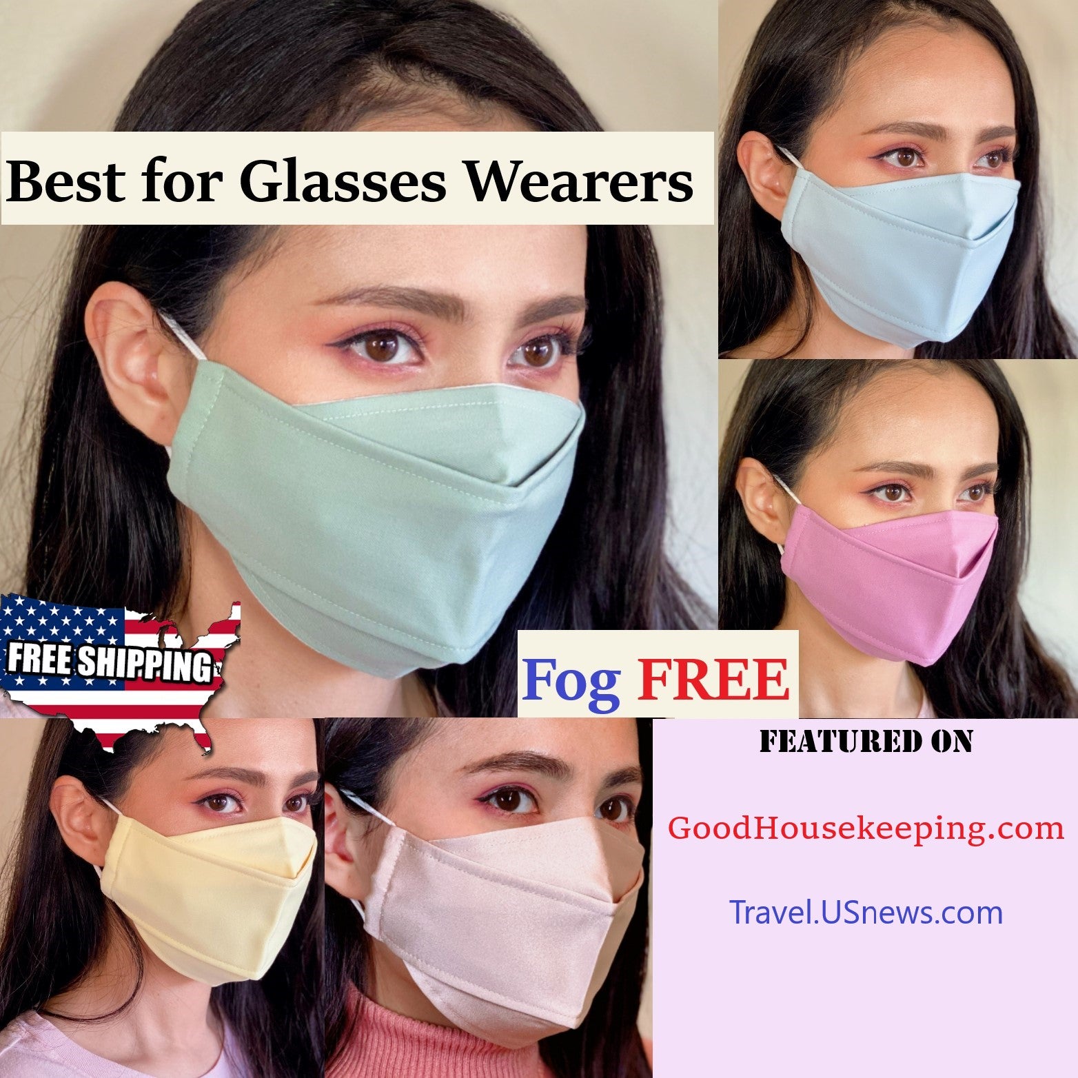 3D No Fog Best Face mask for glasses wearers professional look Made in ...