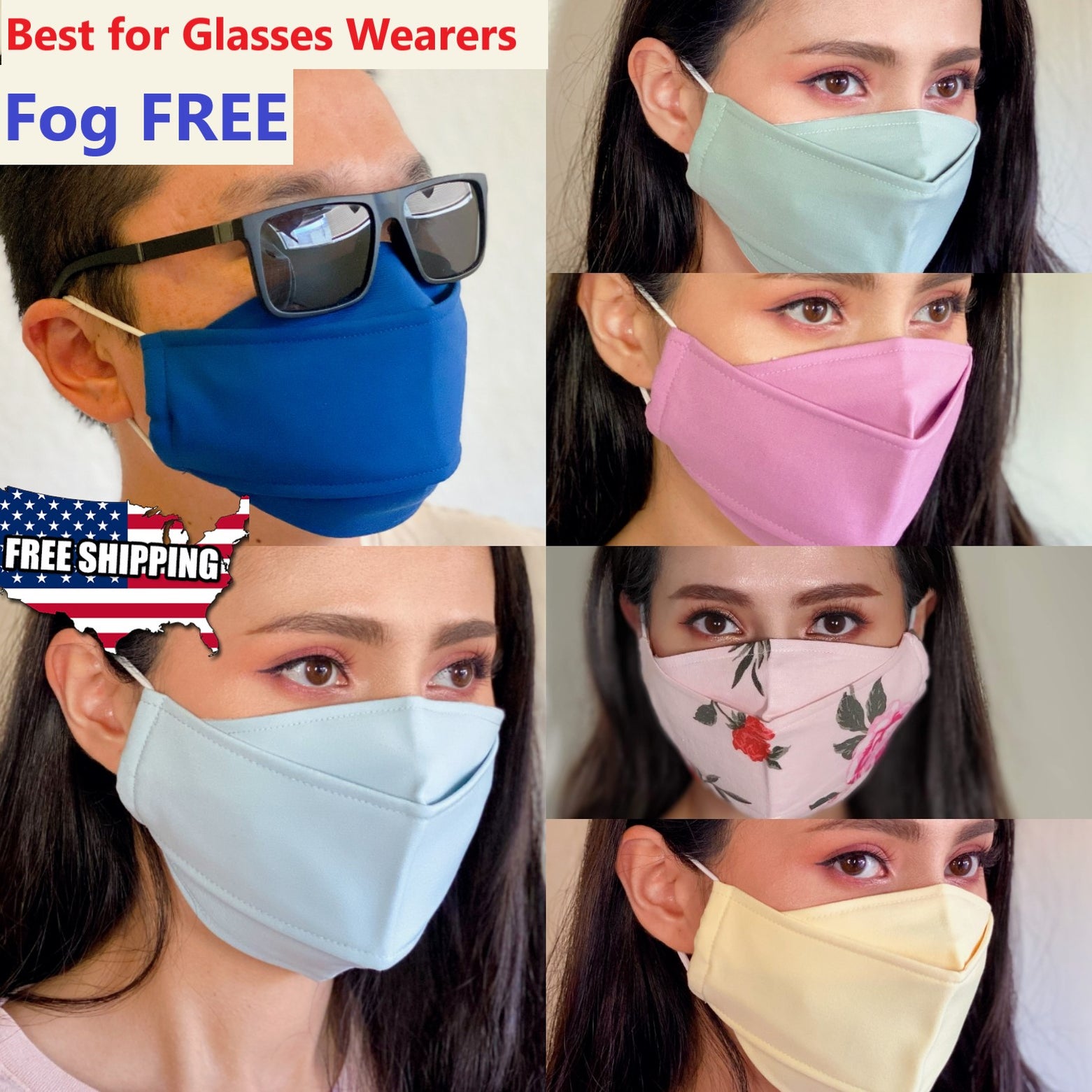 3D No Fog Best Face mask for glasses wearers professional look Made in ...