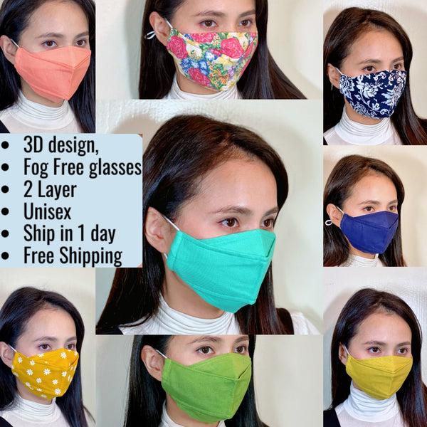 3D No Fog Best Face mask for glasses wearers professional look Made in ...